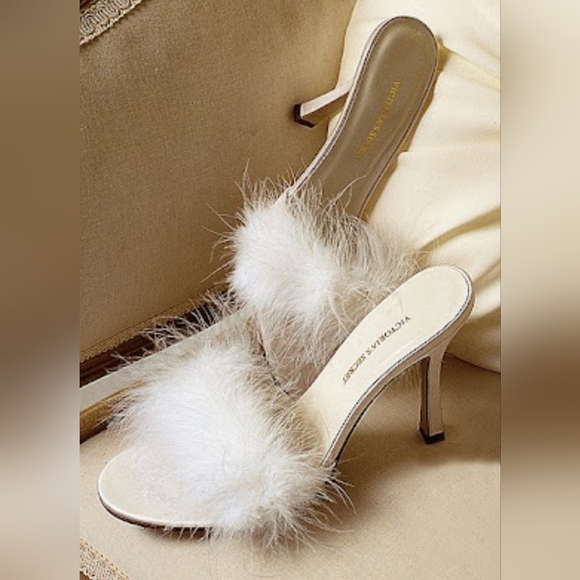 Victoria's Secret | Shoes | Victorias Secret Feathered Satin Slippers ...